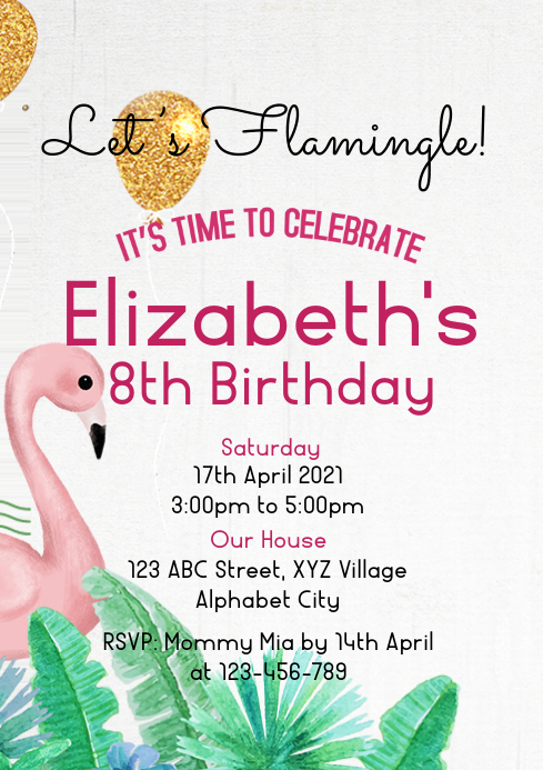 Flamingo Birthday Invitation Template | PosterMyWall