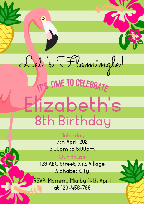 Flamingo Birthday Invitation Template | PosterMyWall