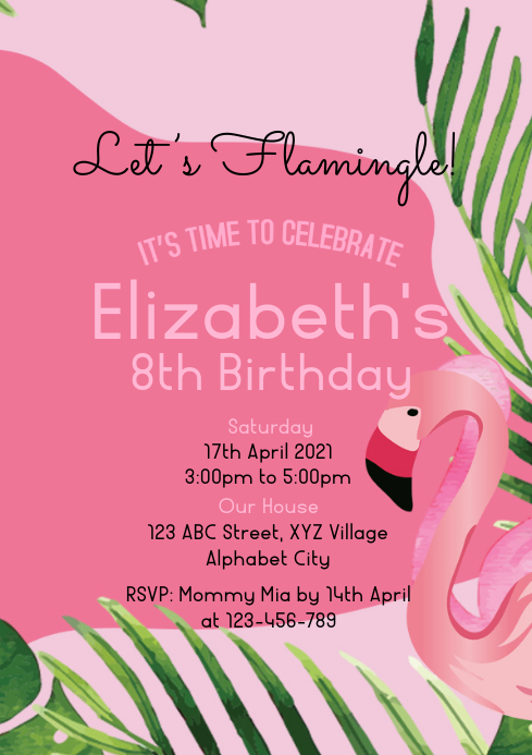 Flamingo Birthday Invitation Template | PosterMyWall