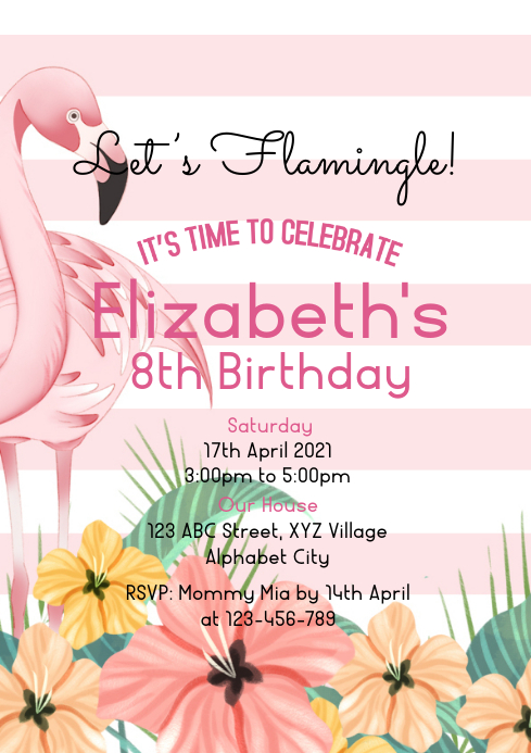 Flamingo Birthday Invitation Template | PosterMyWall
