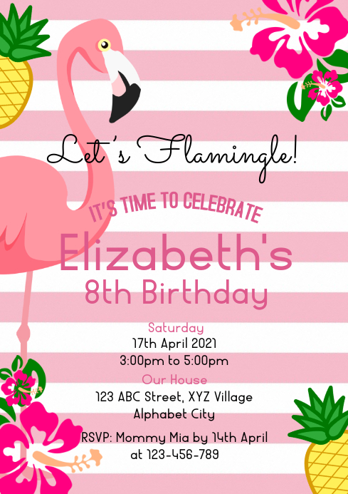 Flamingo Birthday Invitation Template | PosterMyWall