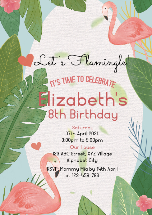 Flamingo Birthday Invitation Template | PosterMyWall