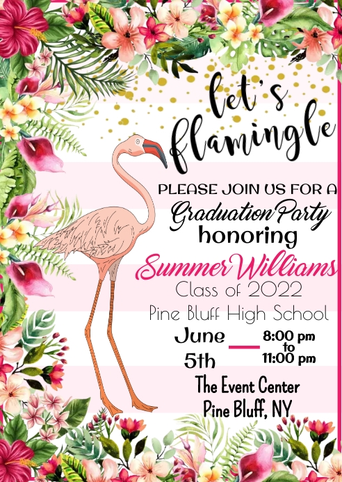 Flamingo Theme Graduation Invitation Template | PosterMyWall