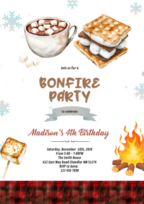 Plantilla de Flannel bonfire party invitation | PosterMyWall