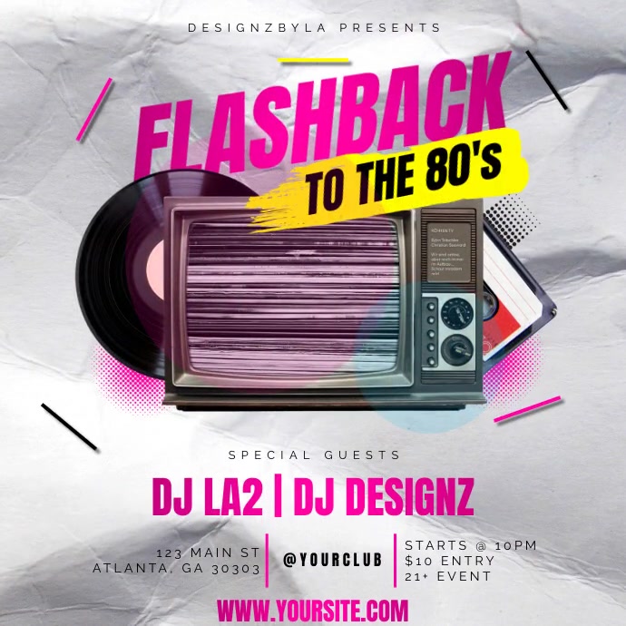 Flashback to the 80's Party v.2 Template | PosterMyWall