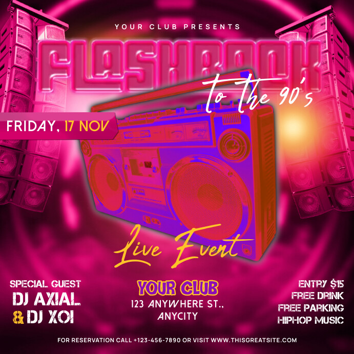 Flashback to the 90's Party Template | PosterMyWall