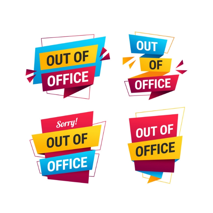 Flat design out of office label collection Template | PosterMyWall