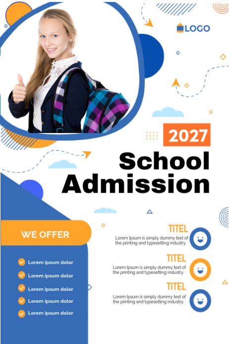 Flat design school admission poster Template | PosterMyWall