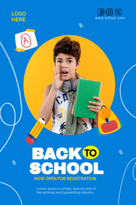 Copy of Flat design school admission poster template | PosterMyWall