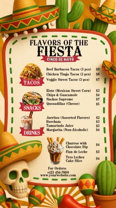 Flavors of the Fiesta: Cinco de Mayo Menu Template | PosterMyWall