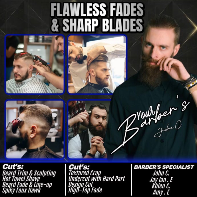 Flawless Fades & Sharp Blades Template | PosterMyWall