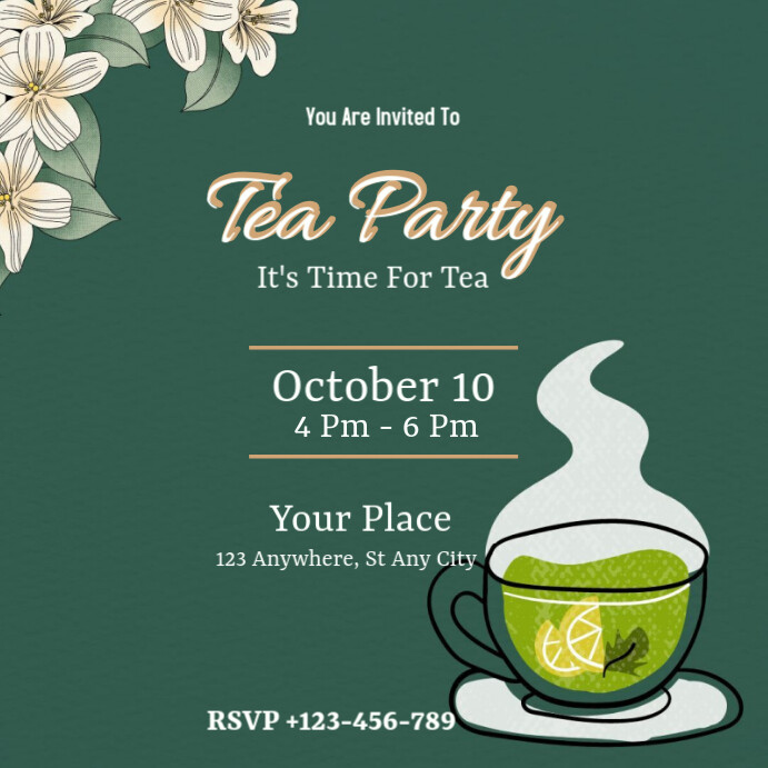 Fliral Illustrative Tea Party Post Instagram Template | PosterMyWall