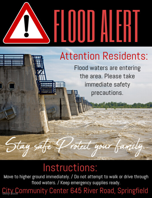 Flood Alert flyer Template | PosterMyWall