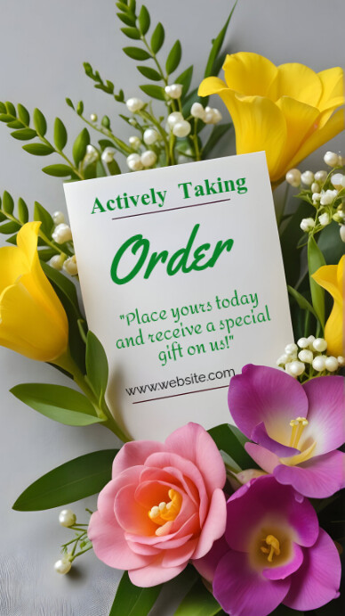 Floral Actively Taking Orders Note Instagram Story Template | PosterMyWall
