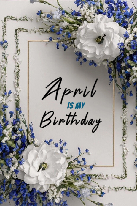 Floral April Birthdays Banner 4' × 6' Template | PosterMyWall