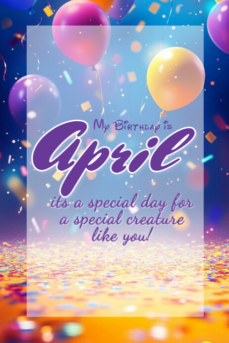 Floral April Birthdays Banner 4' × 6' Template | PosterMyWall