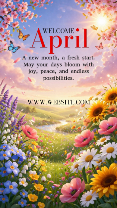 Floral april welcome instagram story Template | PosterMyWall