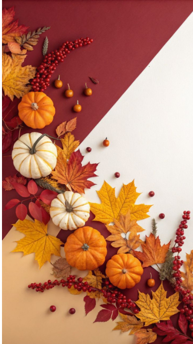 Floral Autumn Pumpkins And Leaves Background For Fall And Thanksgiving ...