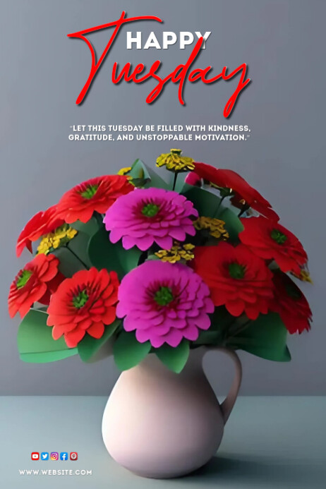 Copy of Floral Black Background Pastel Happy Tuesday Poster | PosterMyWall