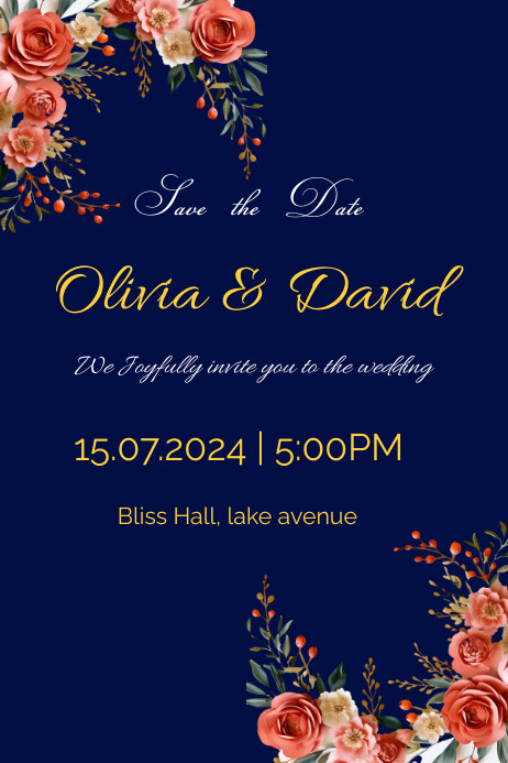 Floral Blue Poster Template | PosterMyWall