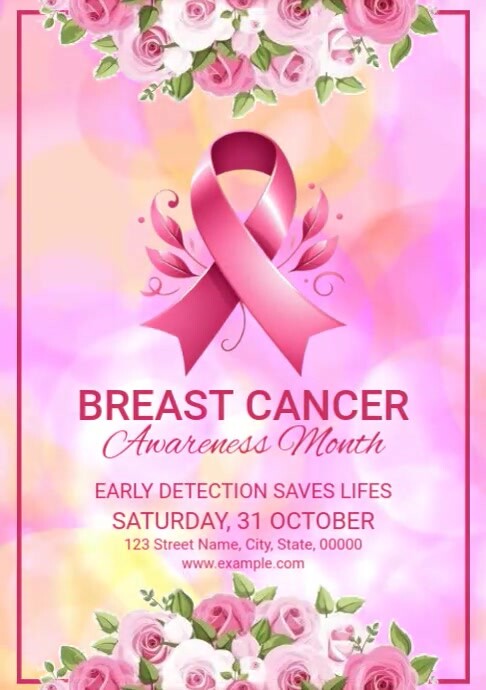 Plantilla de Floral Breast Cancer Awareness Flyer A4 | PosterMyWall