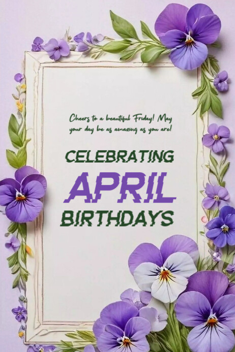 Copy of Floral Celebrating April Birthday Banner 4' × 6' | PosterMyWall