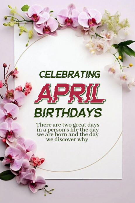 Copy of Floral Celebrating April Birthdays Banner 4' × 6' | PosterMyWall