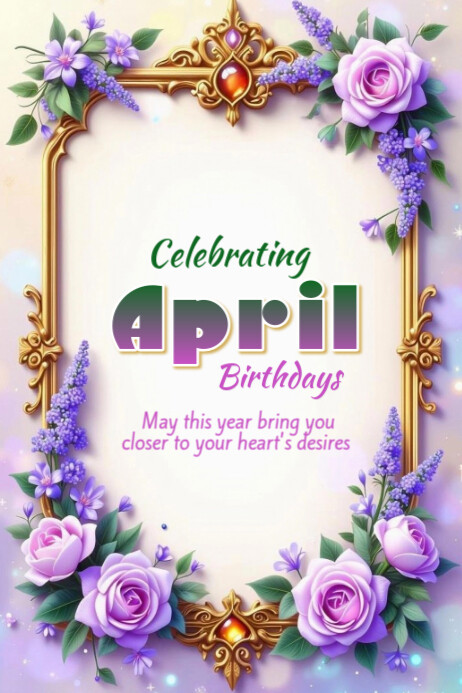 Floral Celebrating April Birthdays Banner 4' × 6' Template | PosterMyWall