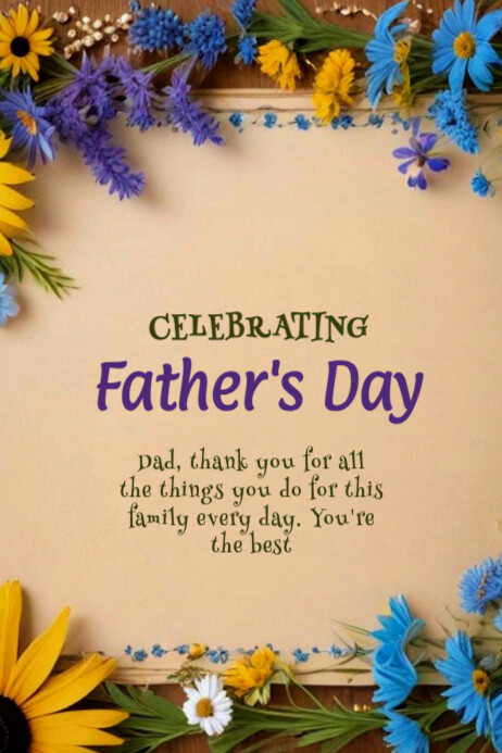 Floral Celebrating Father's Day Banner 4' × 6' Template | PosterMyWall