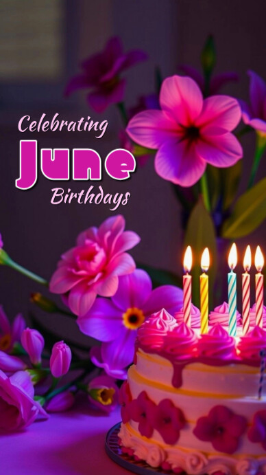 Copy of Floral Celebrating June Birthdays Whatsapp Status | PosterMyWall