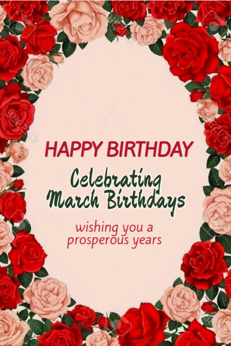 Copy of Floral Celebrating March Birthdays Banner 4' × 6' | PosterMyWall