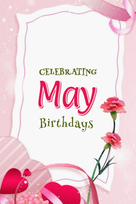 Floral Celebrating May Birthdays Banner 4' × 6' Template | PosterMyWall