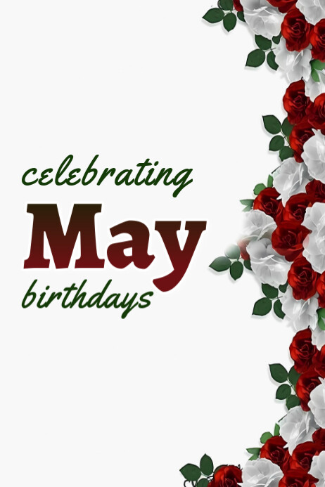 Floral Celebrating May Birthdays Banner 4' × 6' Template | PosterMyWall