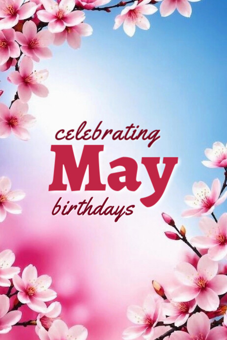 Floral Celebrating May Birthdays Banner 4' × 6' Template | PosterMyWall