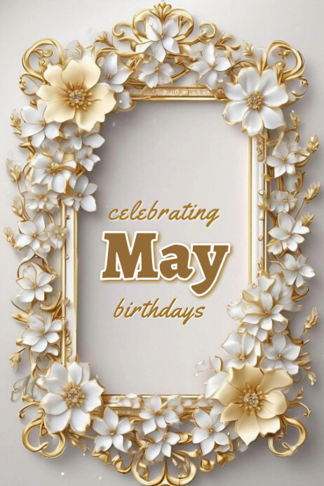 Floral Celebrating May Birthdays Banner 4' × 6' Template | PosterMyWall