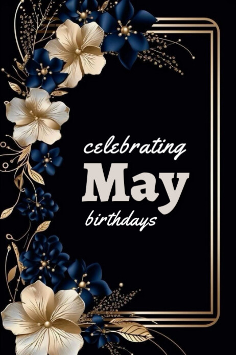 Floral Celebrating May Birthdays Banner 4' × 6' Template | PosterMyWall
