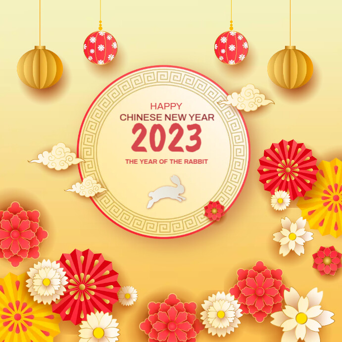 Floral Chinese New Year Square Ads Template | PosterMyWall