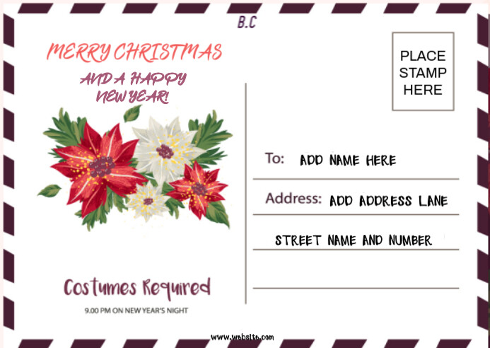 Copy of Floral Christmas & New Year Postcard | Festive Holiday ...