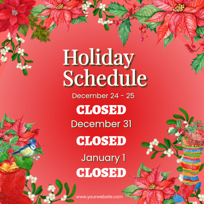 Copy of Floral Christmas Closure Dates Instagram Post | PosterMyWall
