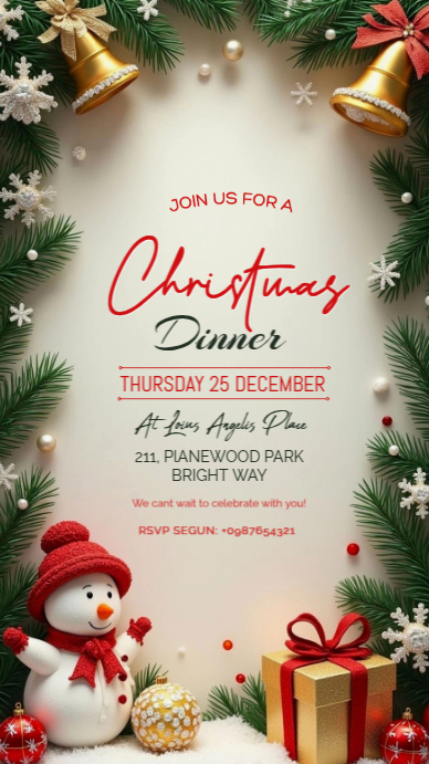 Modèle Floral Christmas Dinner Whatsapp Status | PosterMyWall