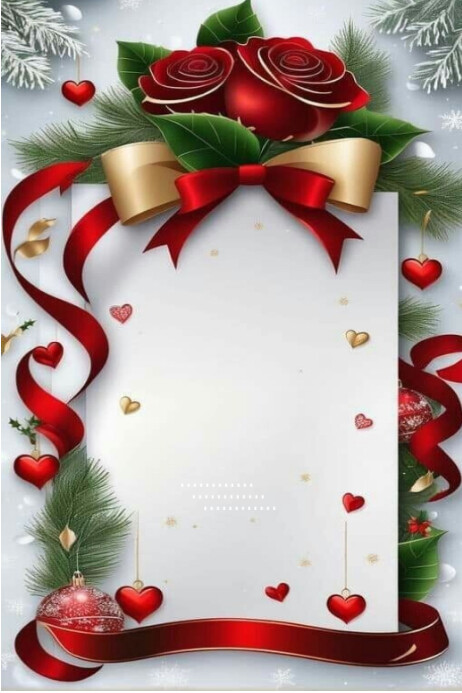 Copy of Floral Christmas Greetings Frame/card Template Poster ...