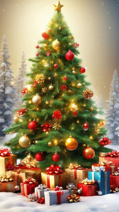 Plantilla de Floral Christmas Tree Background Template Digital Display ...