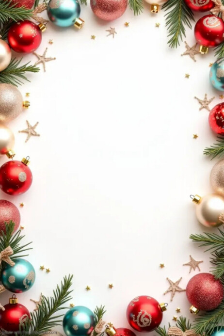 Floral Christmas Wreath and Light Background Template | PosterMyWall