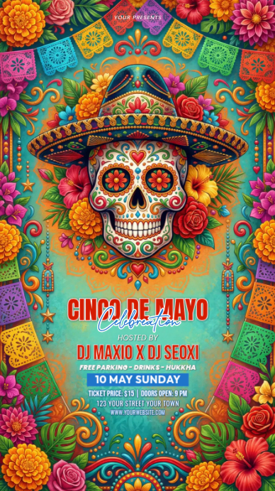 Floral Cinco de Mayo Celebration Instagram Story Template | PosterMyWall
