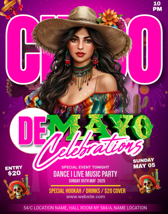 Floral Cinco De Mayo Celebration Poster/wallboard Template | PosterMyWall