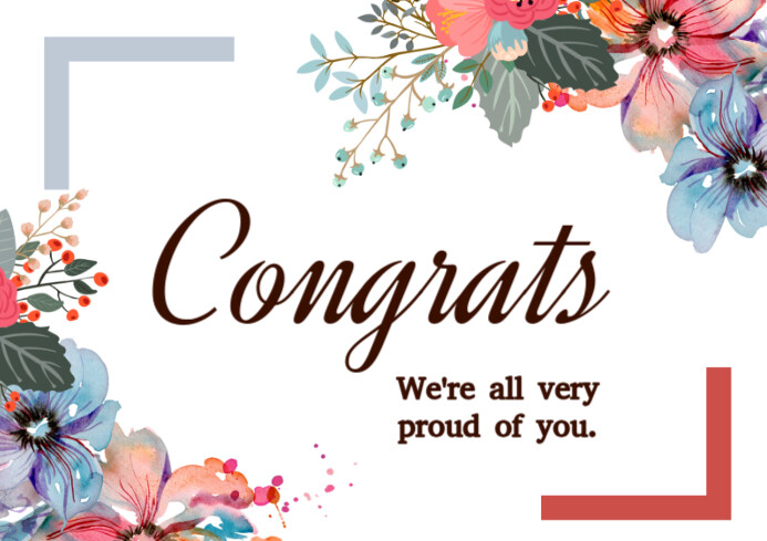 Floral Congratulation Card A4 Template | PosterMyWall
