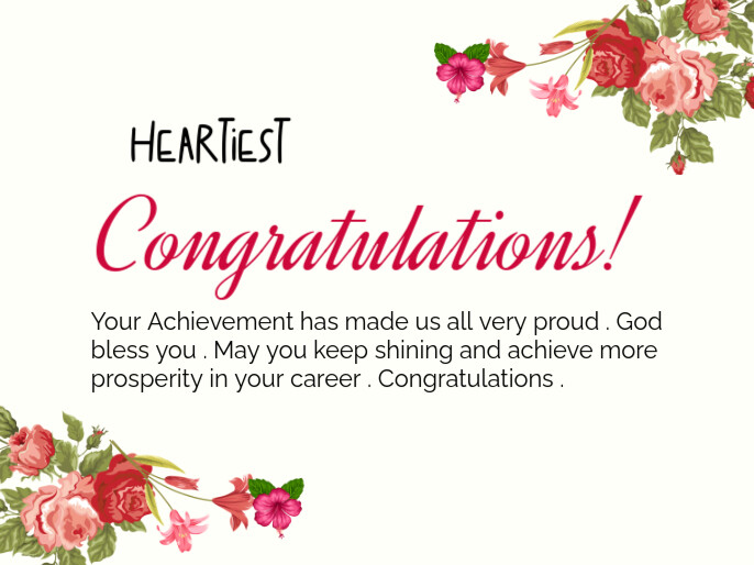 Plantilla de Floral Congratulations Heartiest Wishes Presentation ...