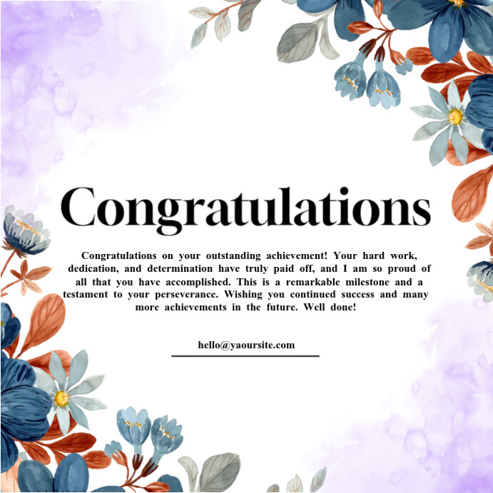Floral Congratulations Instagram Post Template | PosterMyWall