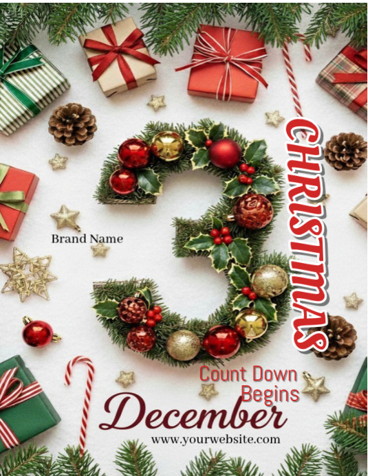 Floral December 3 Christmas Count Down Template Flyer (us Letter ...