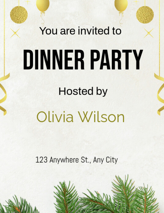Floral Dinner Party Invitation Card Flyer (us Letter) Template ...